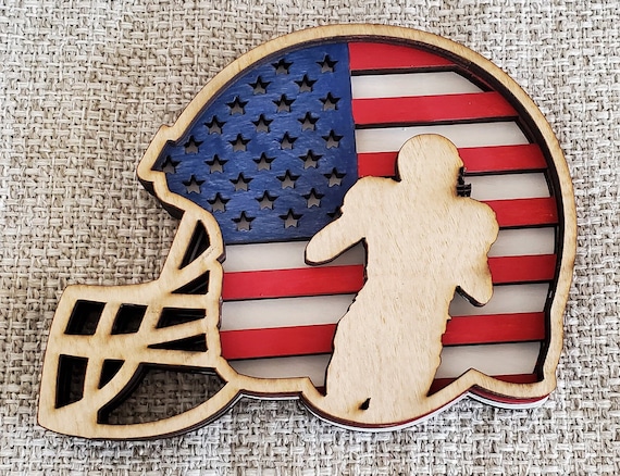 Layered American Flag Football Helmet With Quarterback - Etsy
