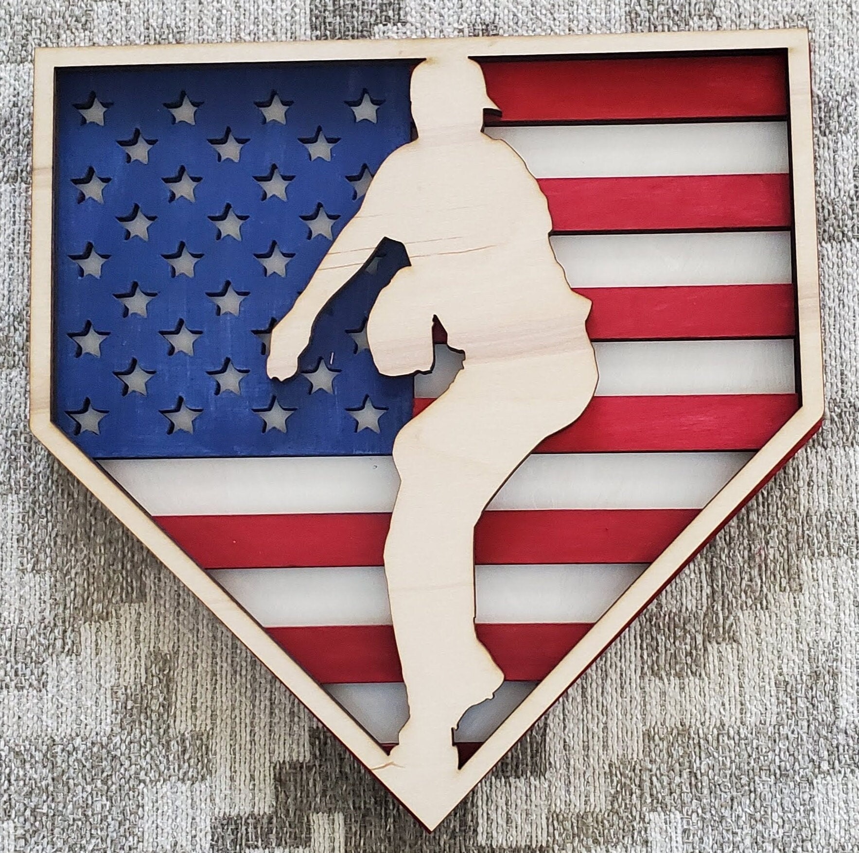 Layered American Flag Baseball Pitcher Shaped Like Home Plate ...