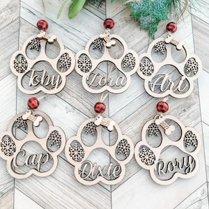 Personalized Paw Print Dog or Cat Ornament Laser Cut and Engraved - Etsy