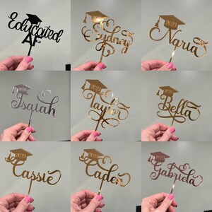 Personalized Acrylic Graduation Cake Topper: Gold, Silver, Rose Gold - Etsy