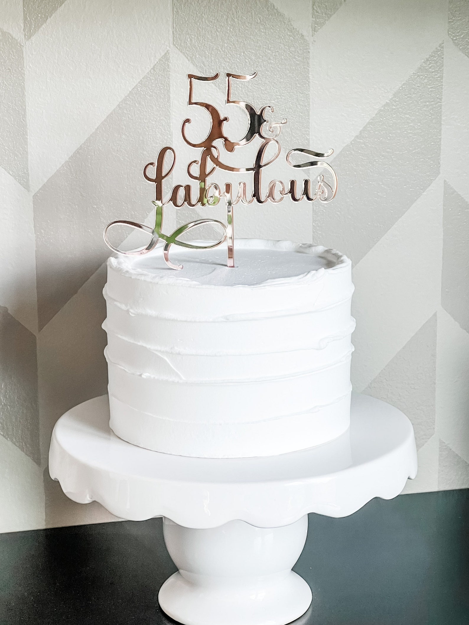 55 & Fabulous Birthday Cake Topper Mirrored Acrylic Custom | Etsy