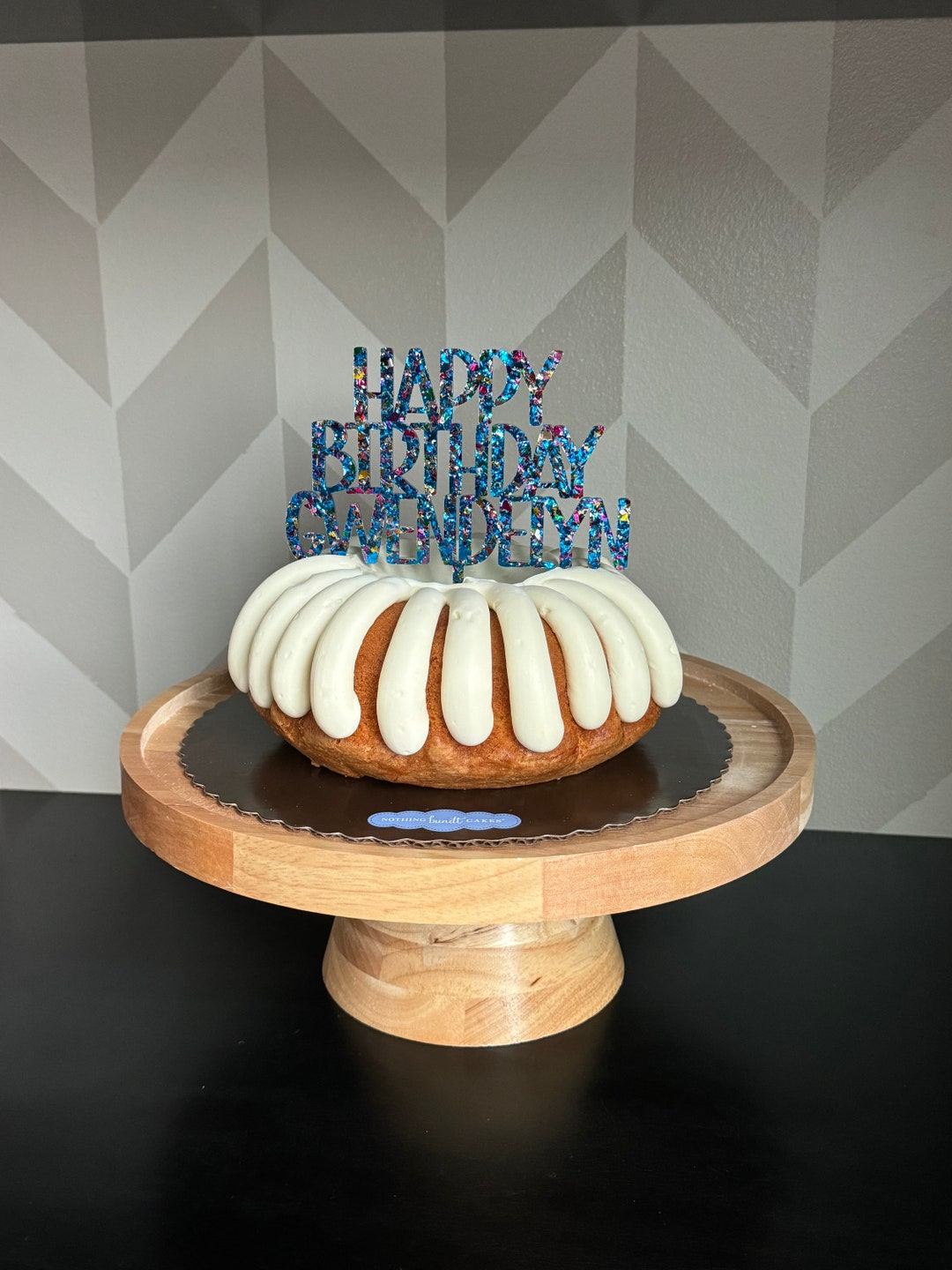 Happy Birthday Custom Personalized Cake Topper Blue Glitter Flake ...