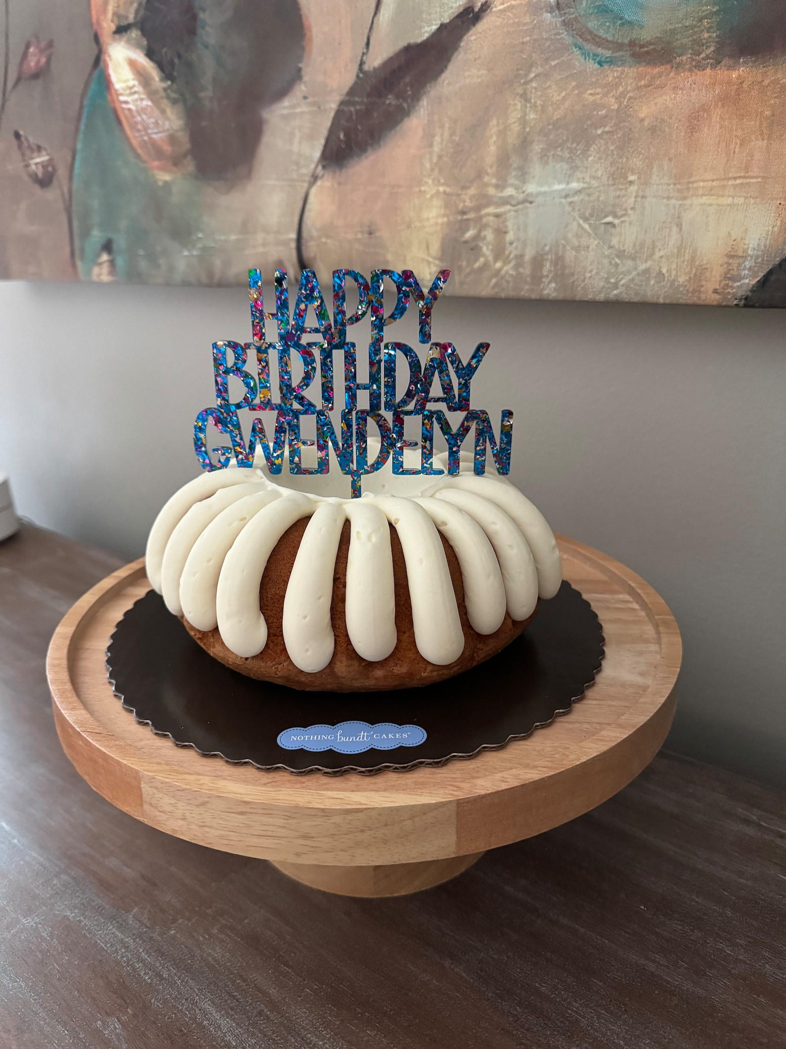 Happy Birthday Custom Personalized Cake Topper Blue Glitter Flake ...