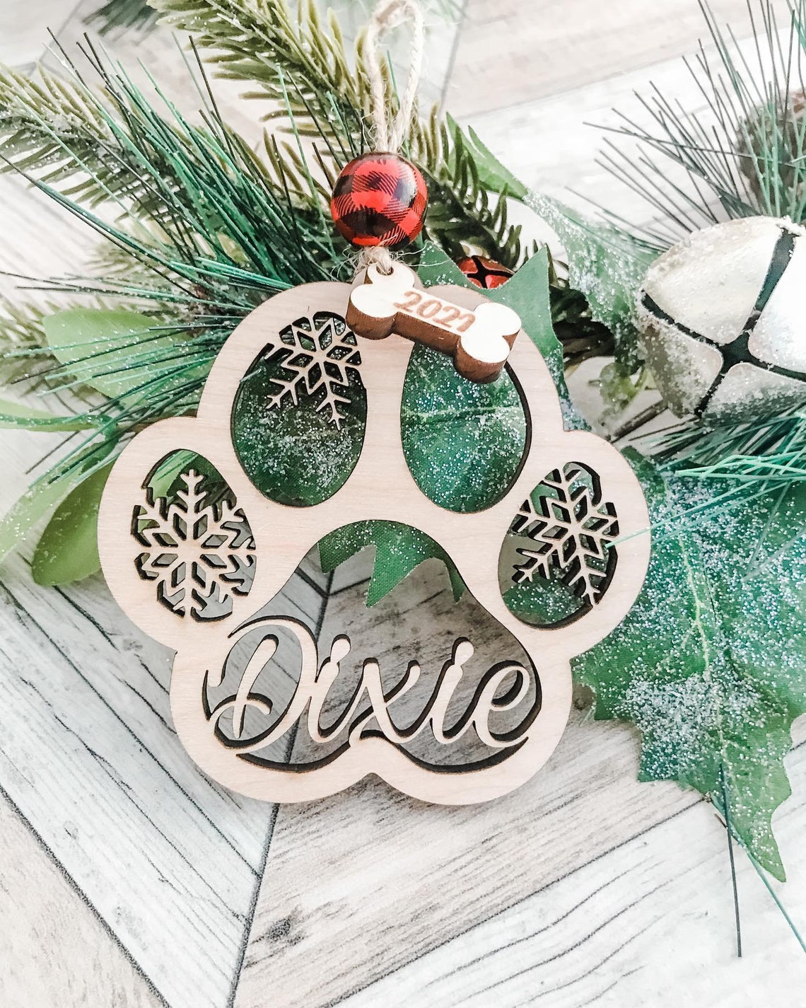 Personalized Paw Print Dog or Cat Ornament Laser Cut and - Etsy