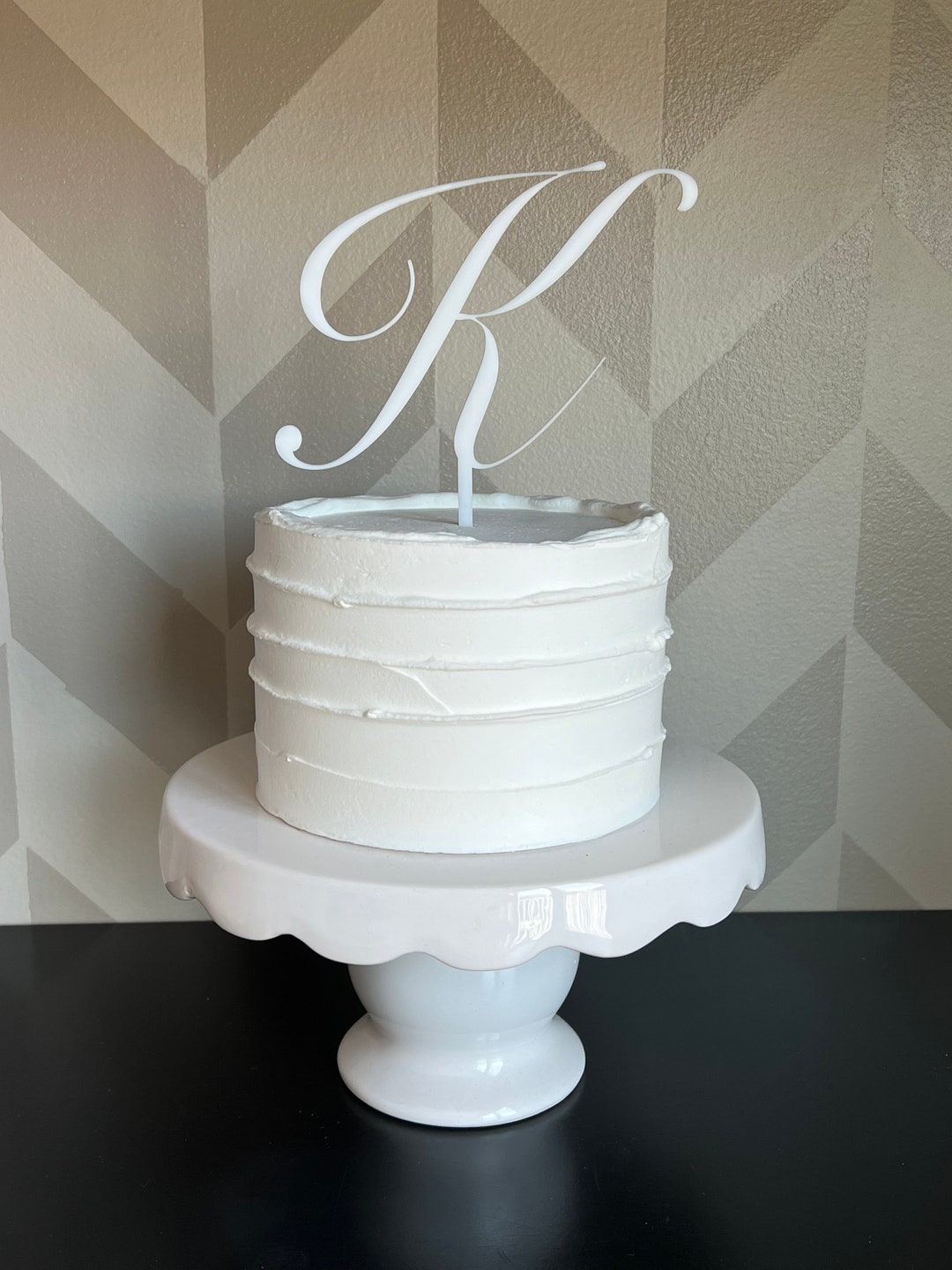 Acrylic Script Letter Fancy Cake Topper Wedding Birthday Custom Initial ...