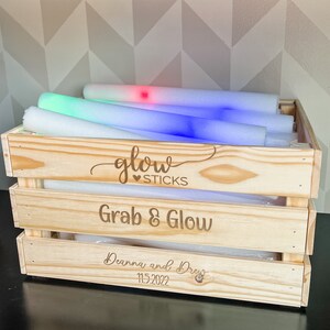 Grab & Glow Glowsticks Wedding Couples Personalized Engraved Wood Gift ...