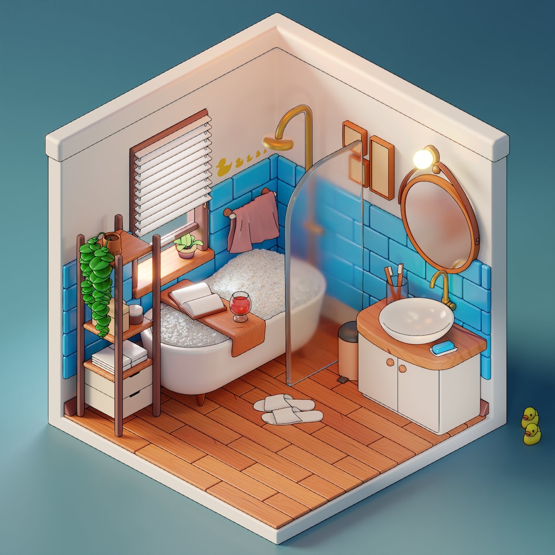 Archivo Blender Isométrico 3D Cuarto De Baño/bathroom - Etsy
