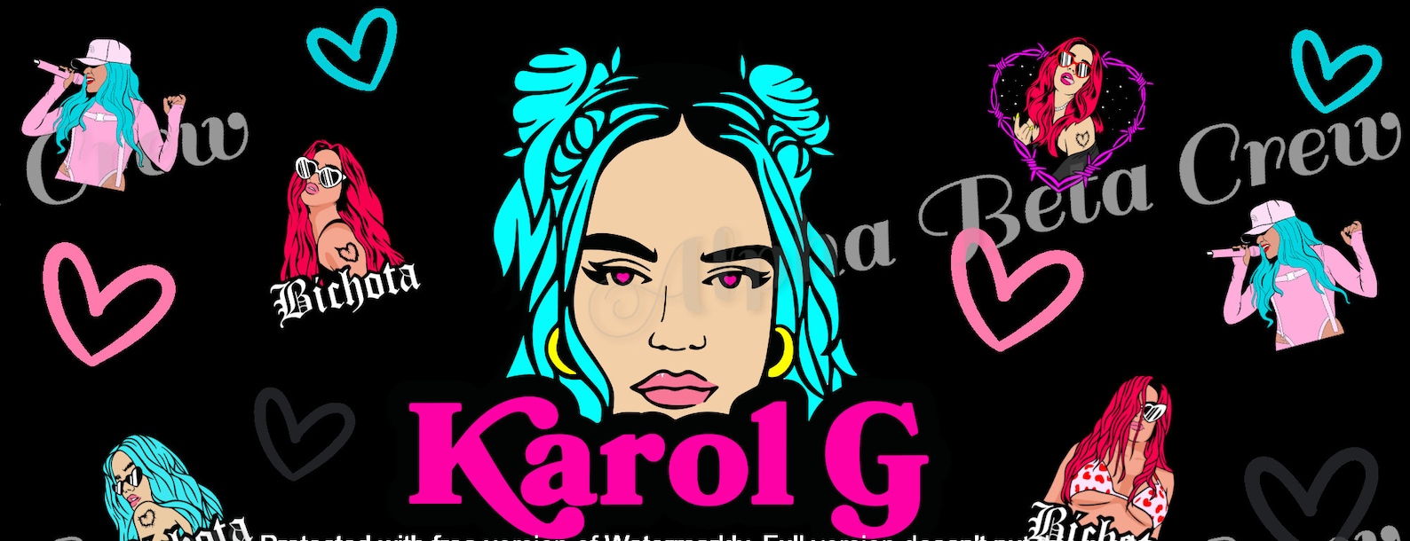 Karol G Pink Blue PNG Digital Download for Libby Cups or Tumbler Wraps ...