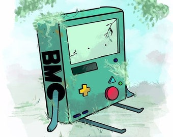Happy BMO Art Print, Aesthetic Home Wall Decor, Cartoon Fanart, Digital ...