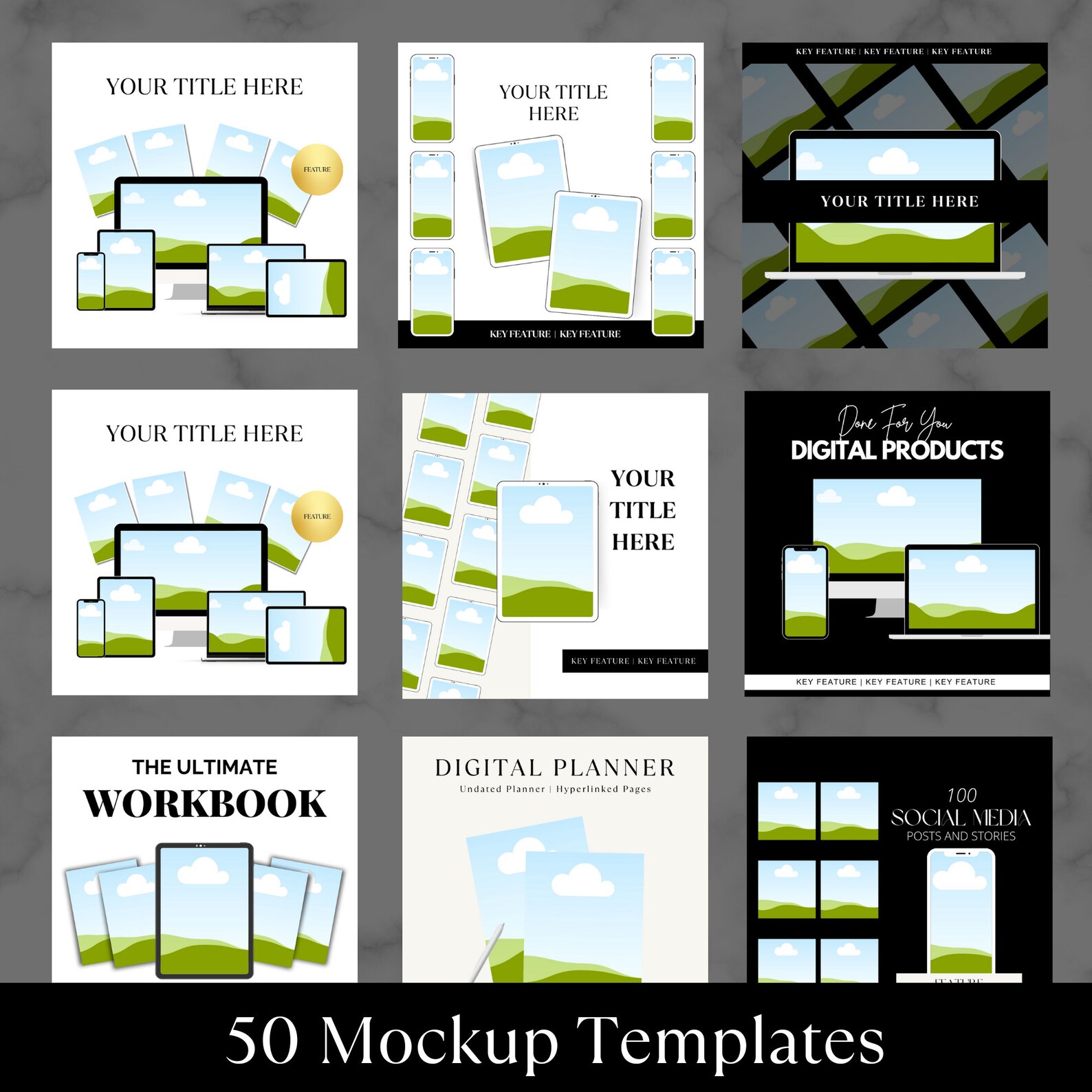 50 Mockup Canva Template Bundle for Coaches, Digital Product Mockup ...
