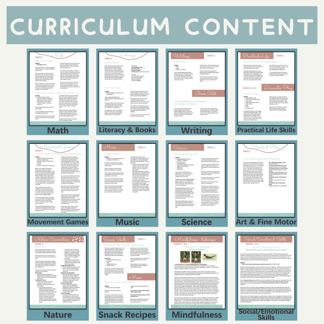 2-WEEK SAMPLE Kindergarten Homeschool Curriculum: Secular, Whole-child ...
