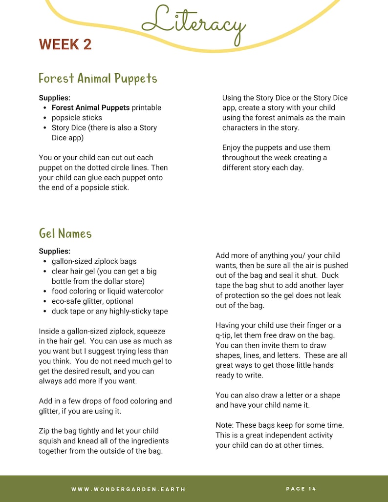 2-WEEK SAMPLE Preschool Homeschool Curriculum: Secular, Whole-child ...