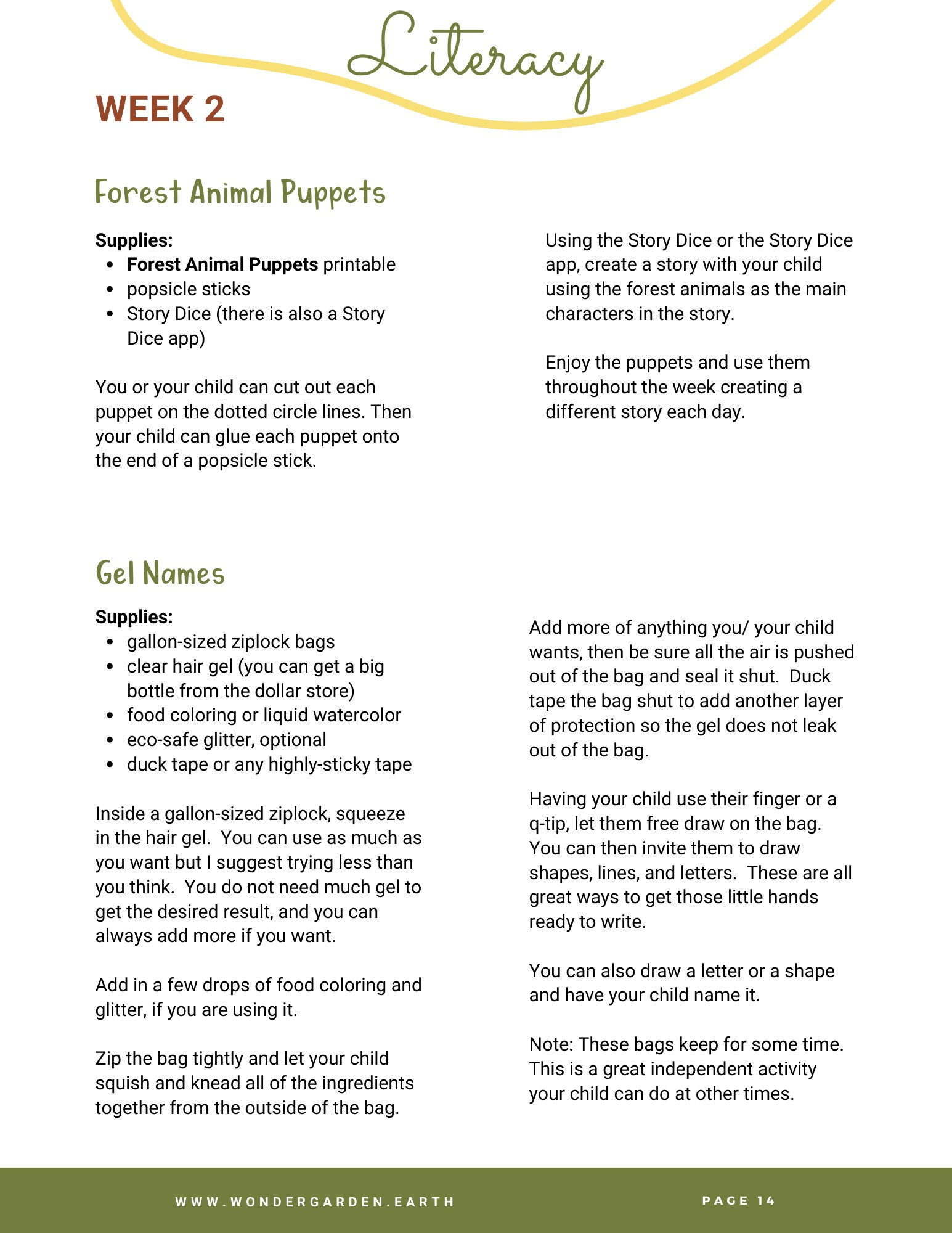 2-WEEK SAMPLE Preschool Homeschool Curriculum: Secular, Whole-child ...