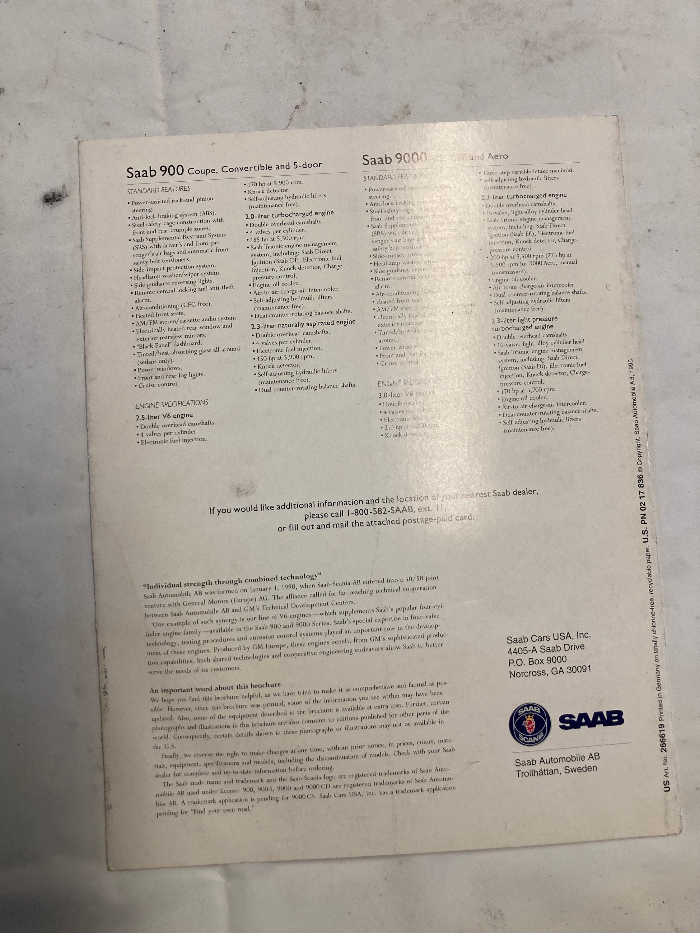 Saab 900 9000 Brochure - Etsy