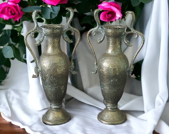 Antique Brass Cobra Handled Vase, Antique Indian Solid Brass Vase Cobra ...