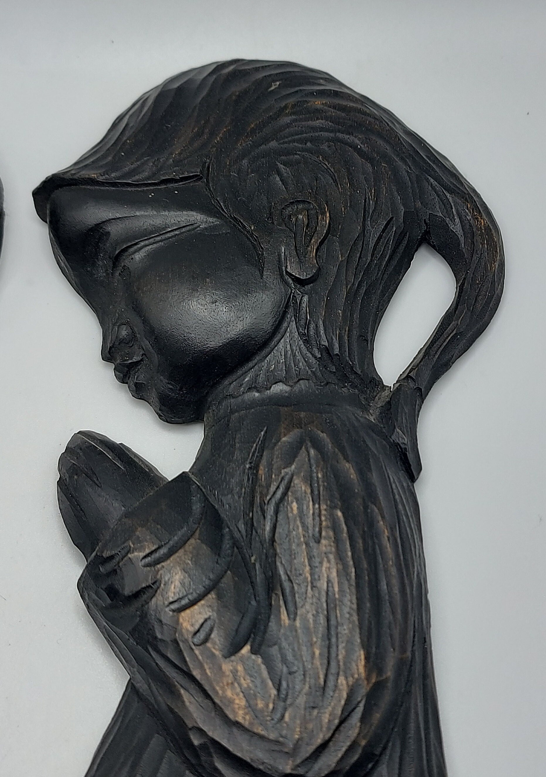 Vintage Pair of Silohette Wood Carvings of Oriental Girlshome - Etsy