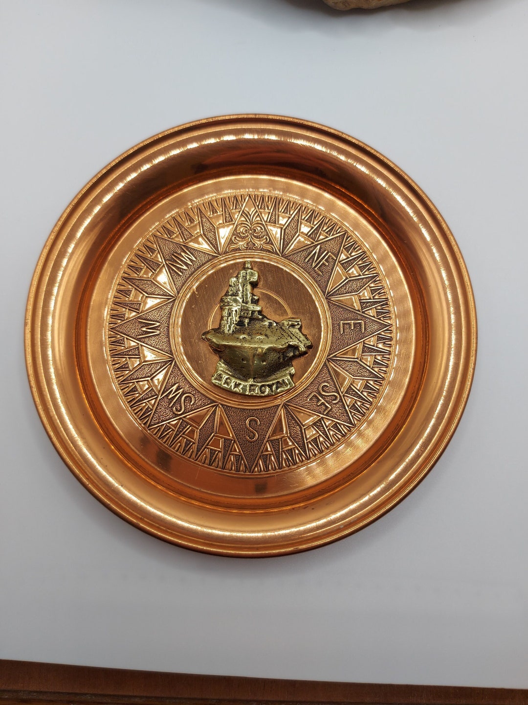 Ark Royal Copper Ashtray Compass Design Aircraft Carrier, British Navy ...