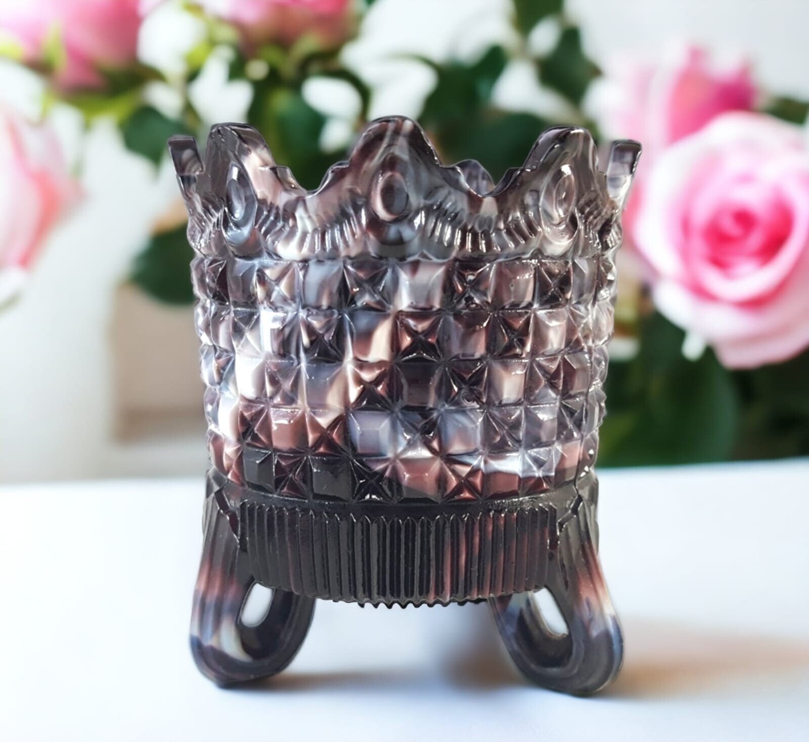 Victorian Sowerby Malachite Slag Glass Toothpick Holder - Etsy