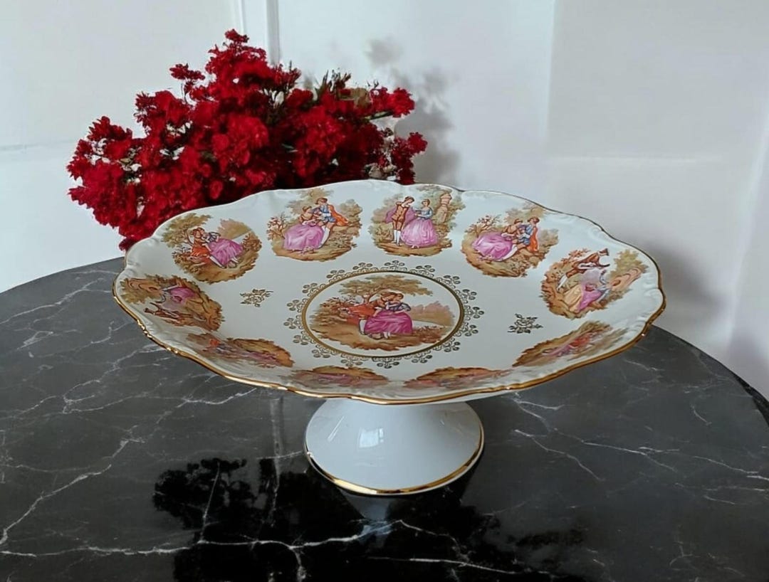 Vintage Gloria Bavaria Cake Stand, Courting Couple Decor, German ...
