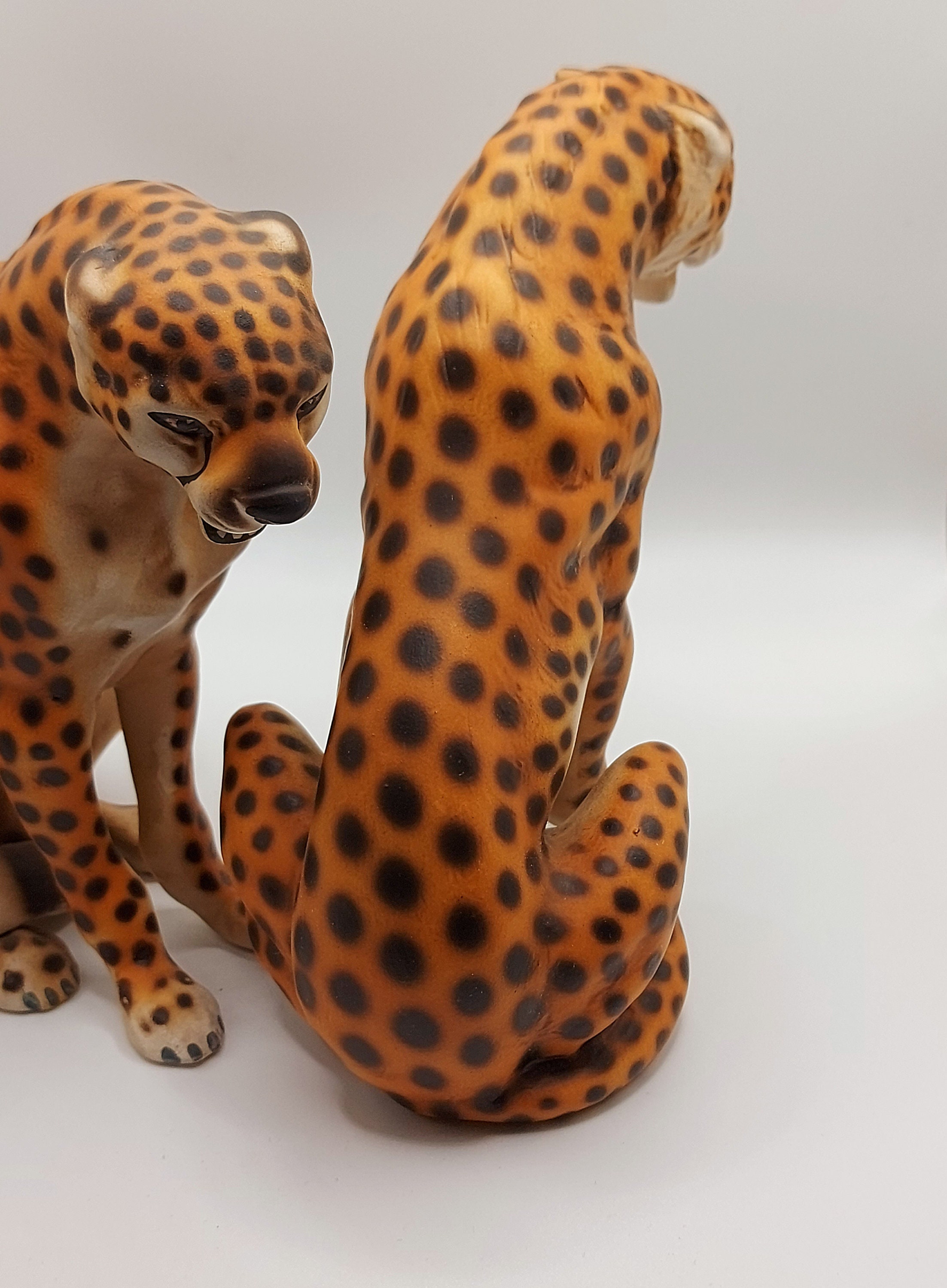 Pair of Porcelain Cheetahs Big Cats Home Decor - Etsy