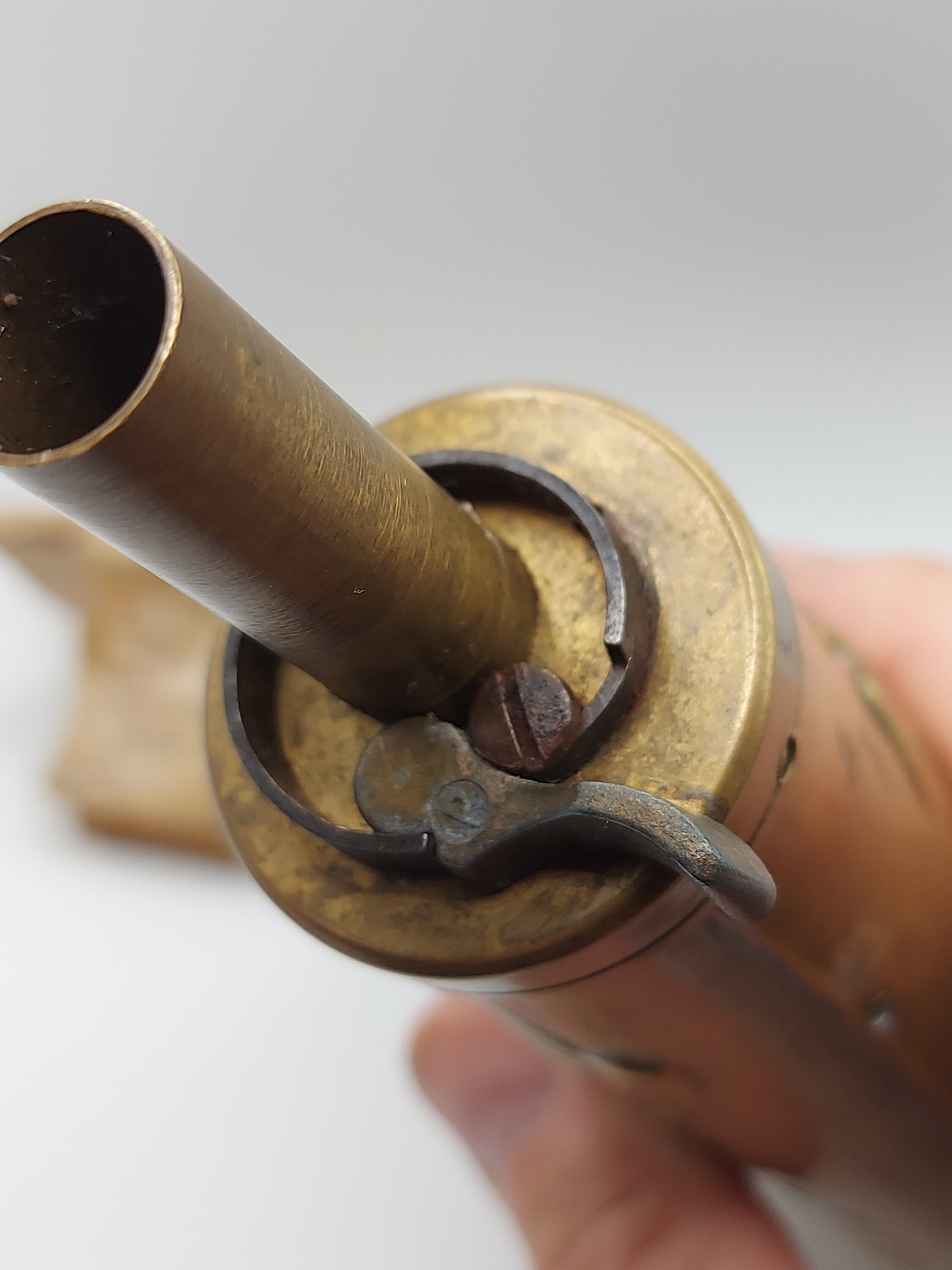 Vintage United States Brass Peace Pattern Powder Flask Civil War ...