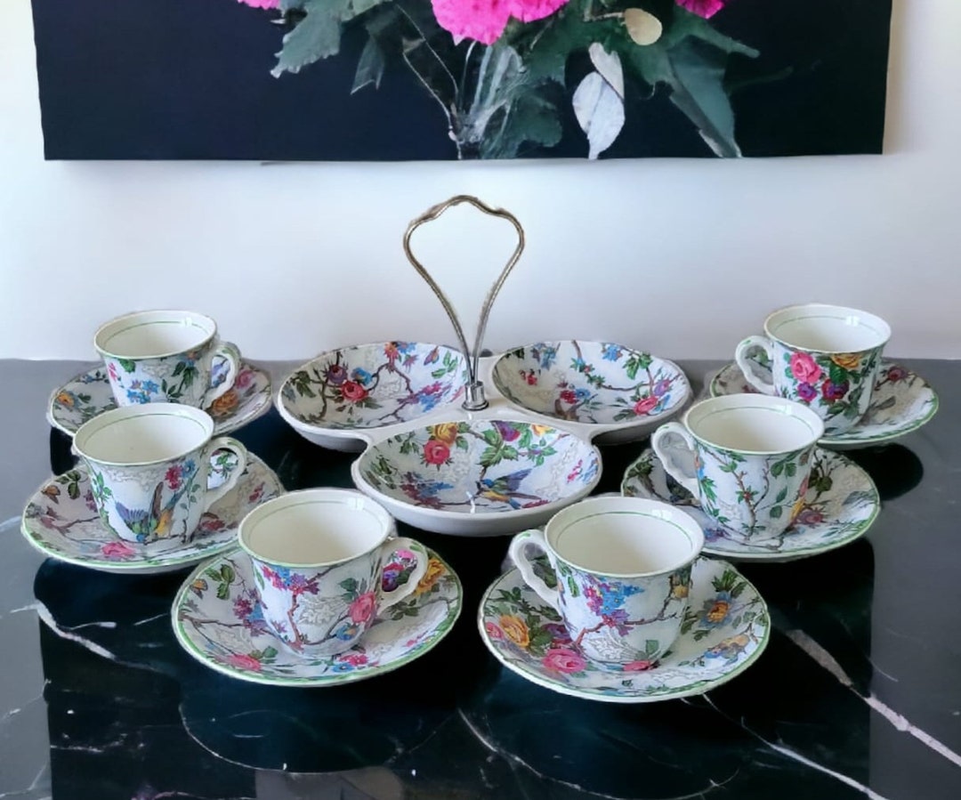 Rare Midwinter Brama Bird Chintz Pattern Coffee Set With Snackdish like ...