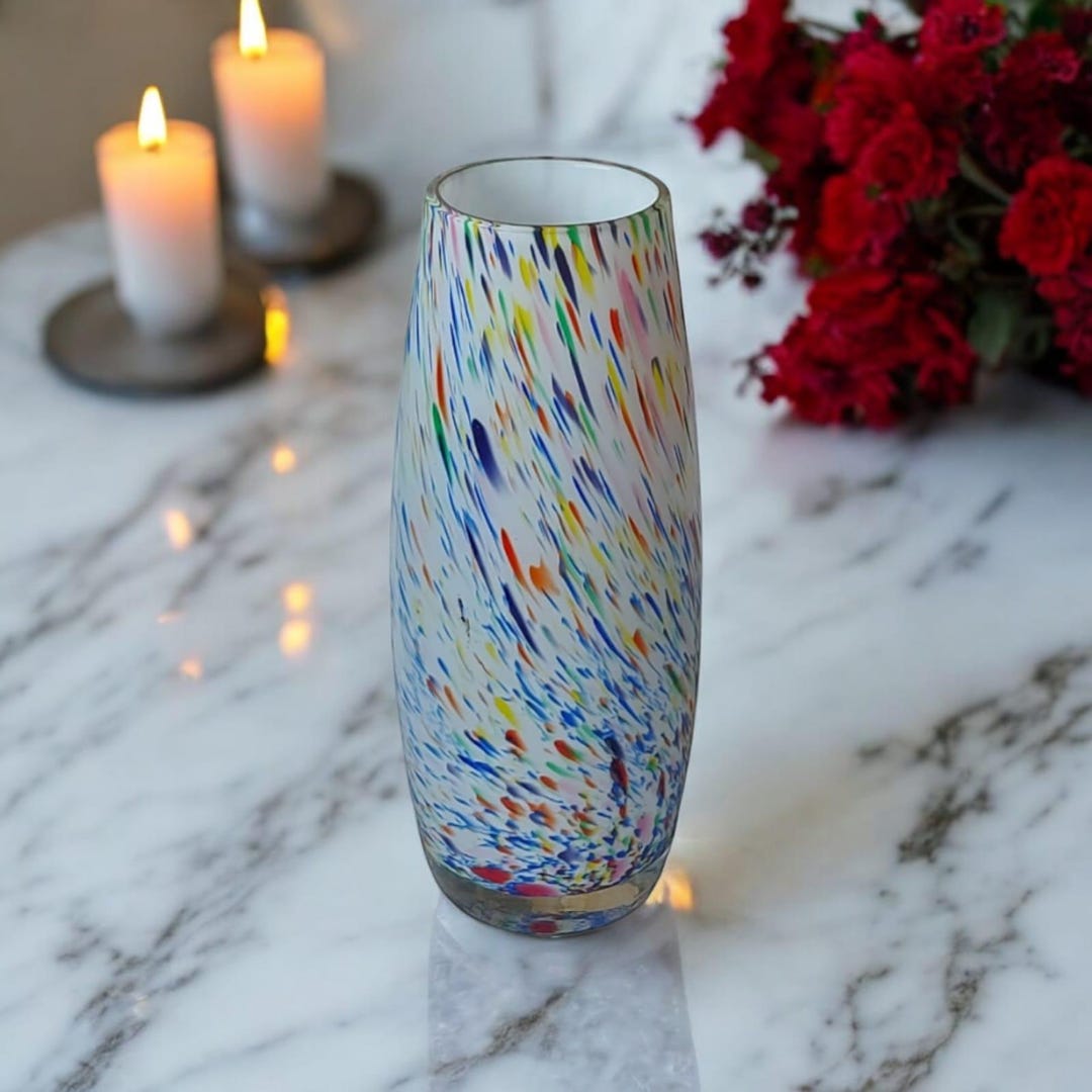 70s Bohemian Glass Splatter Vase, Retro Home Decor - Etsy