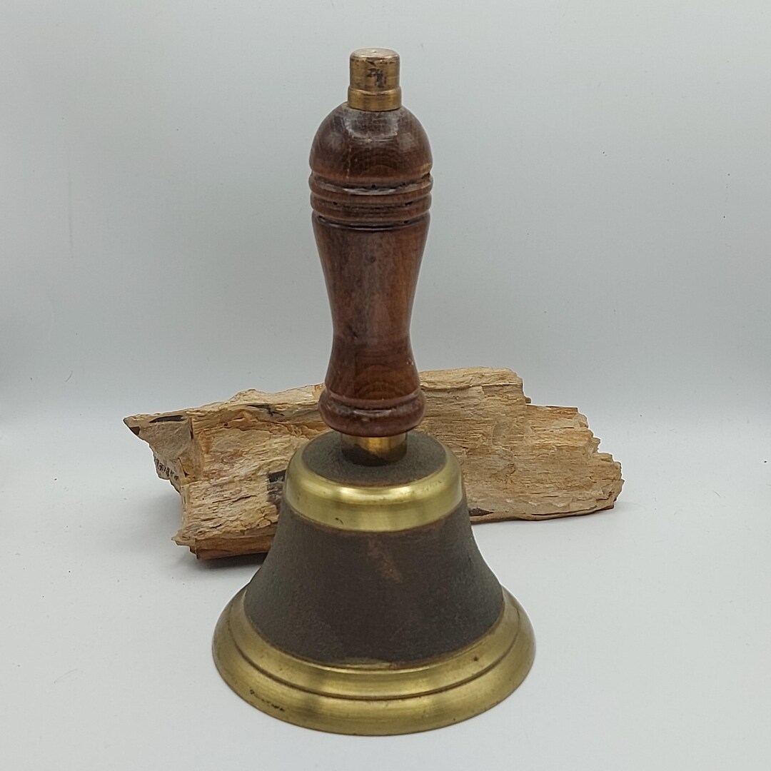 7 Old Brass Hand Bell Metal School Hand Bell C1960s. Vintage Hand Bells ...