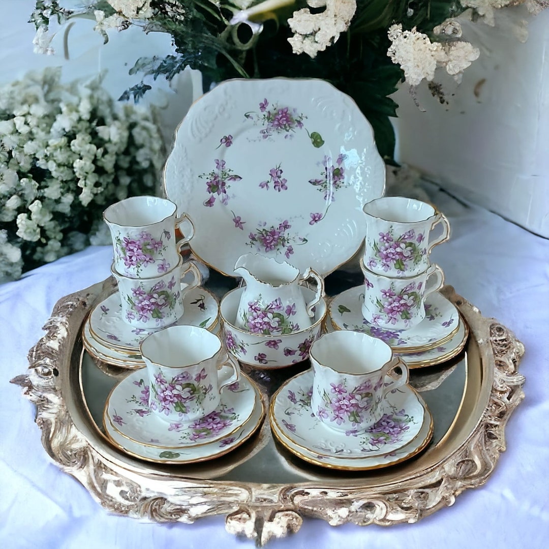 Hammersley Victorian Violets Tea/coffee Set, Spode Group, 6 Place ...