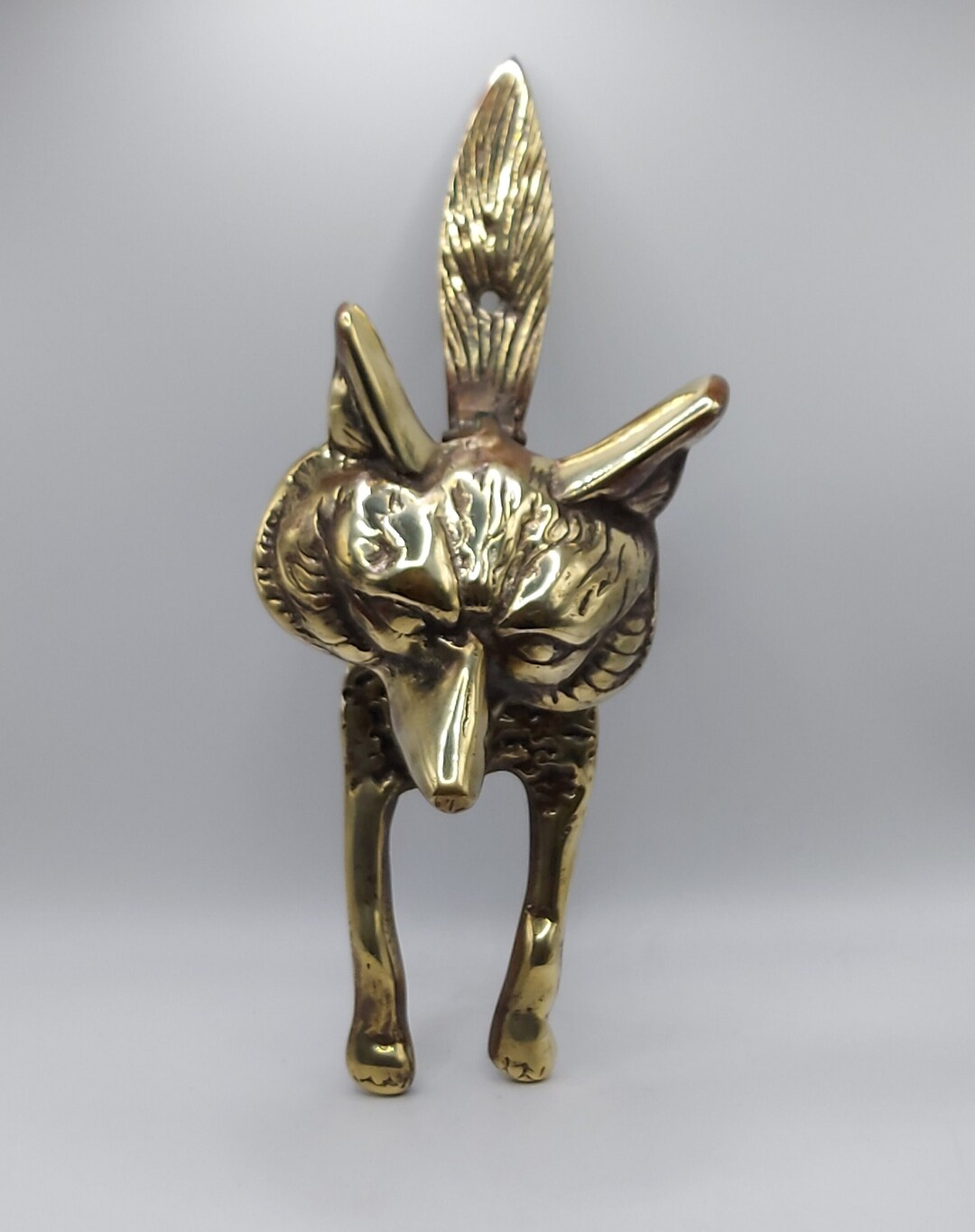 Large Brass Fox Door Knocker, Mid-century Vintage Solid Brass Knocker, Cottage Decor, Heavy ...