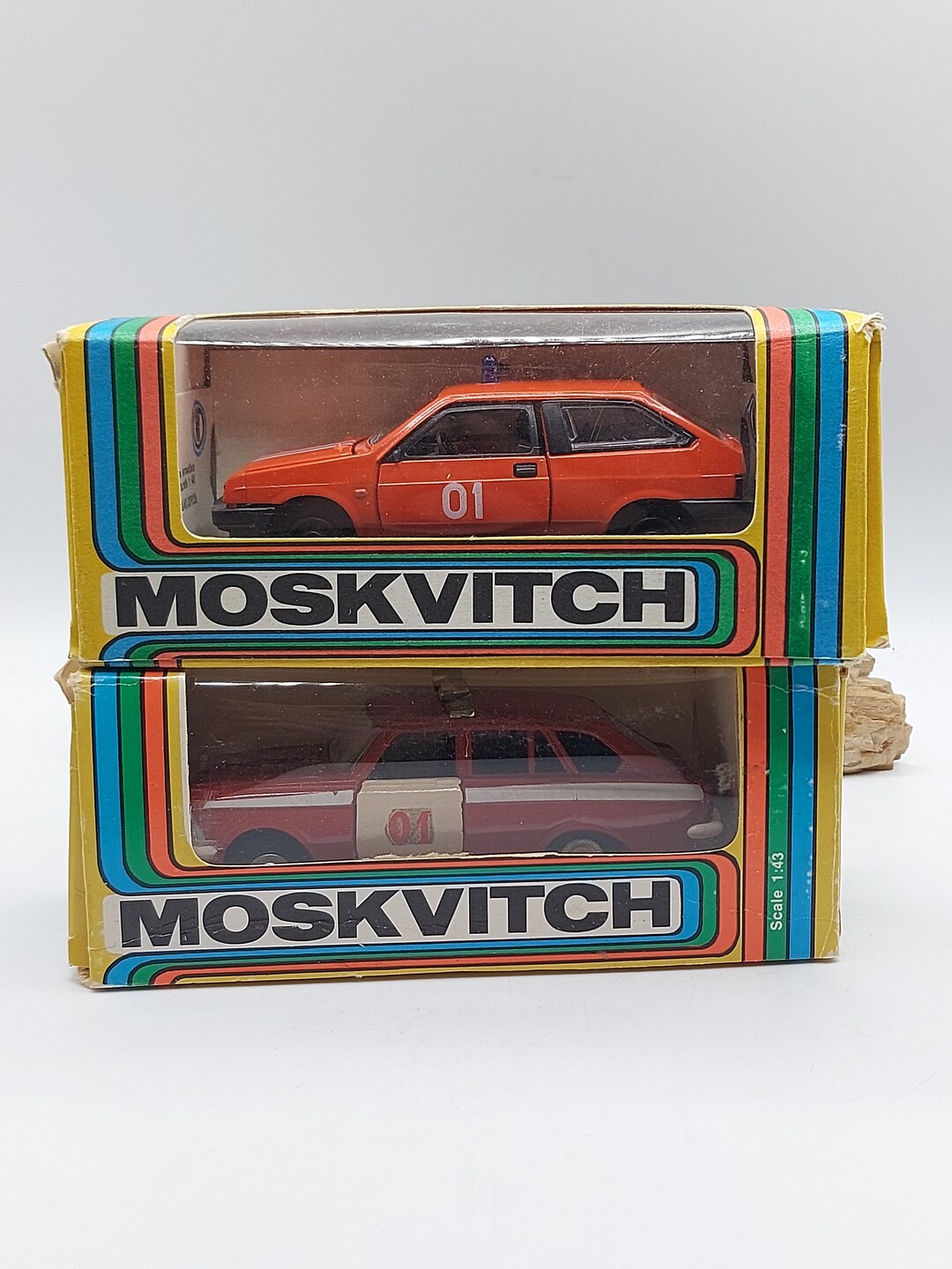 2 USSR Moskvitch Diecast Cars 1-43 Made in Russia VINTAGE UNIQUE Rare ...