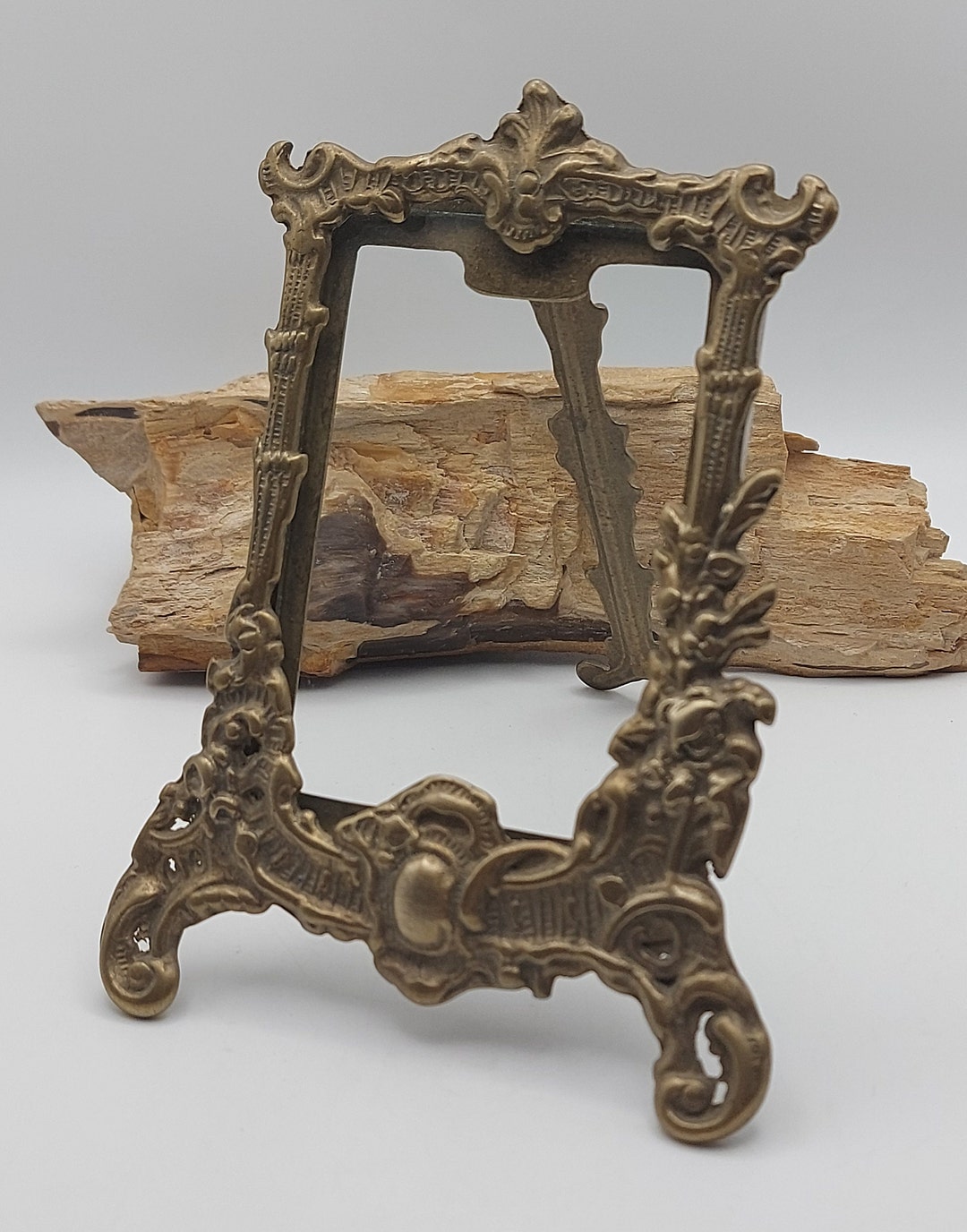 Vintage Ornate Brass Picture Frame With Stand, Brass Photo Frame, Small ...