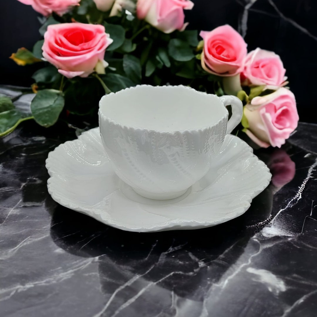 Victorian Coalport Bone China Tea Cup and Saucer, Embossed Pattern - Etsy