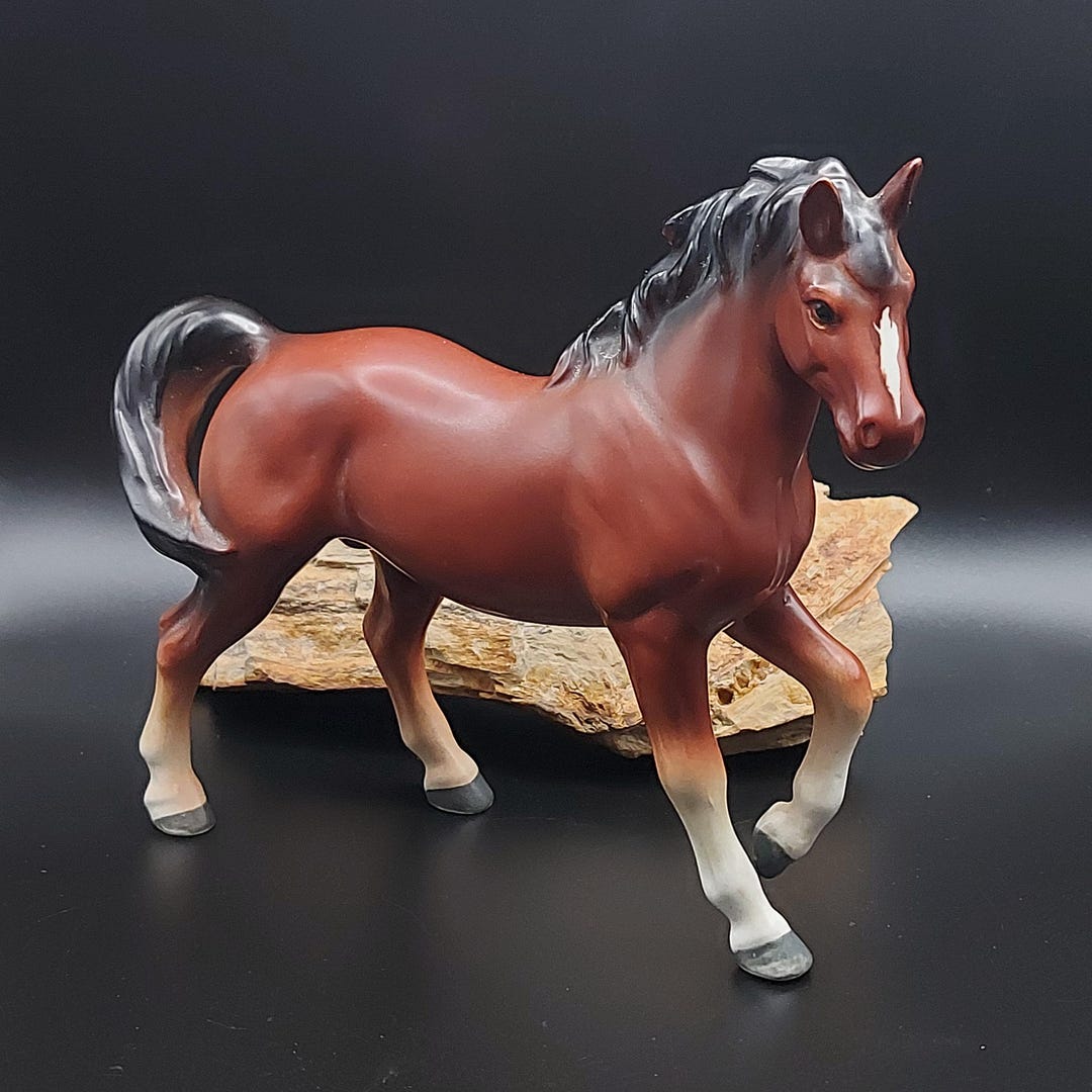Vintage Ceramic Horse Figurine Japan Clover Mark | Mid Century Brown ...