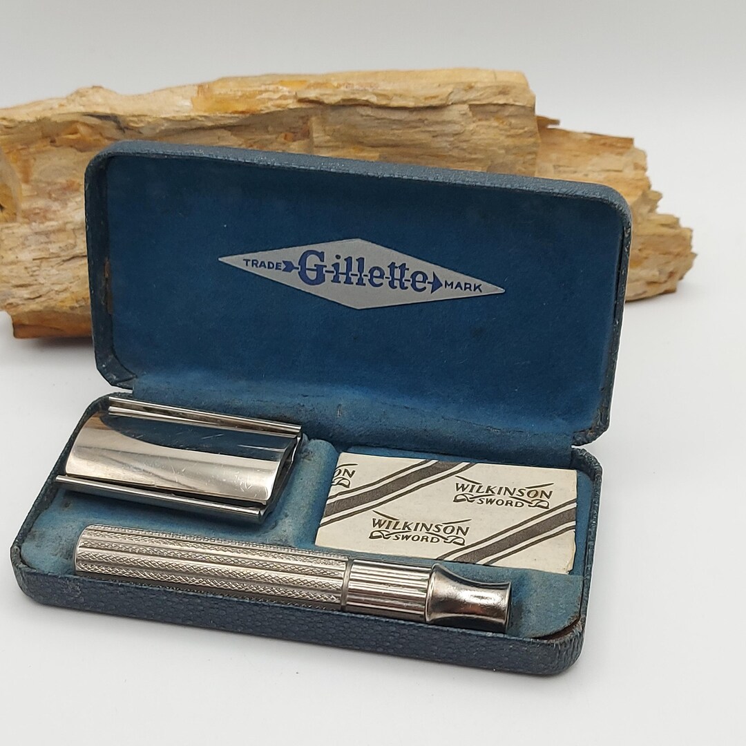 1938-1945 Gillette Pre-war Silver Fat Handled Tech Vintage Safety Razor ...
