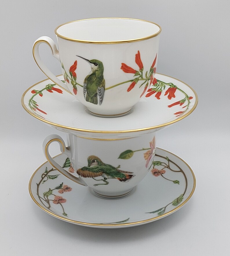 A Vintage Pair of Tea Cups and Saucers Featuring Hummingbirds of the ...