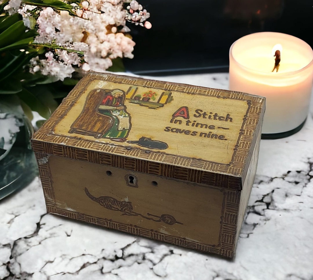 Vintage Peek Frean & Co Tin , Poker Work Decoration, Vintage Biscuit ...