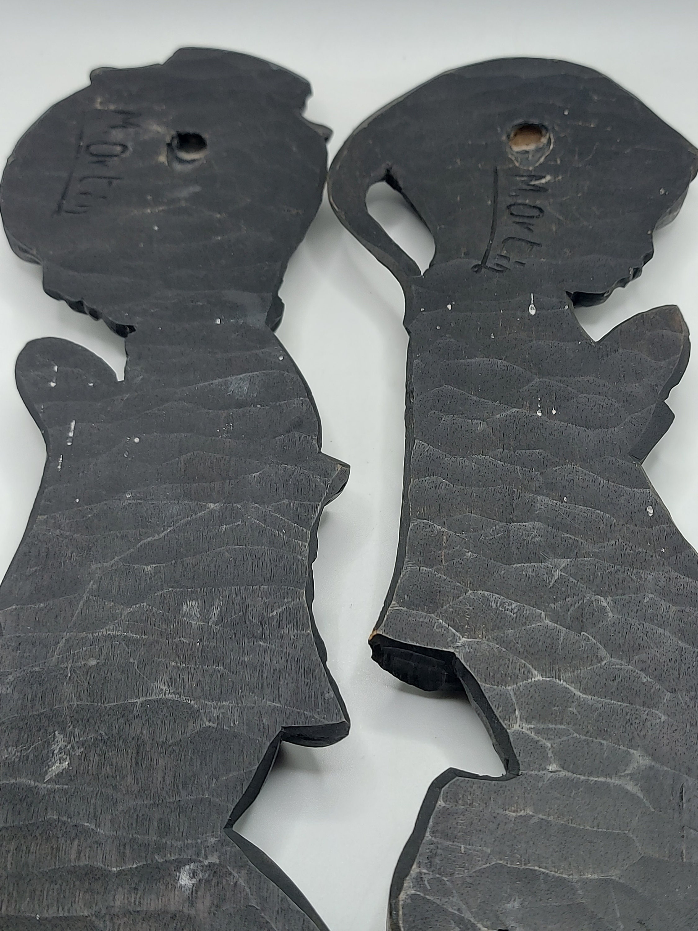 Vintage Pair of Silohette Wood Carvings of Oriental Girlshome - Etsy