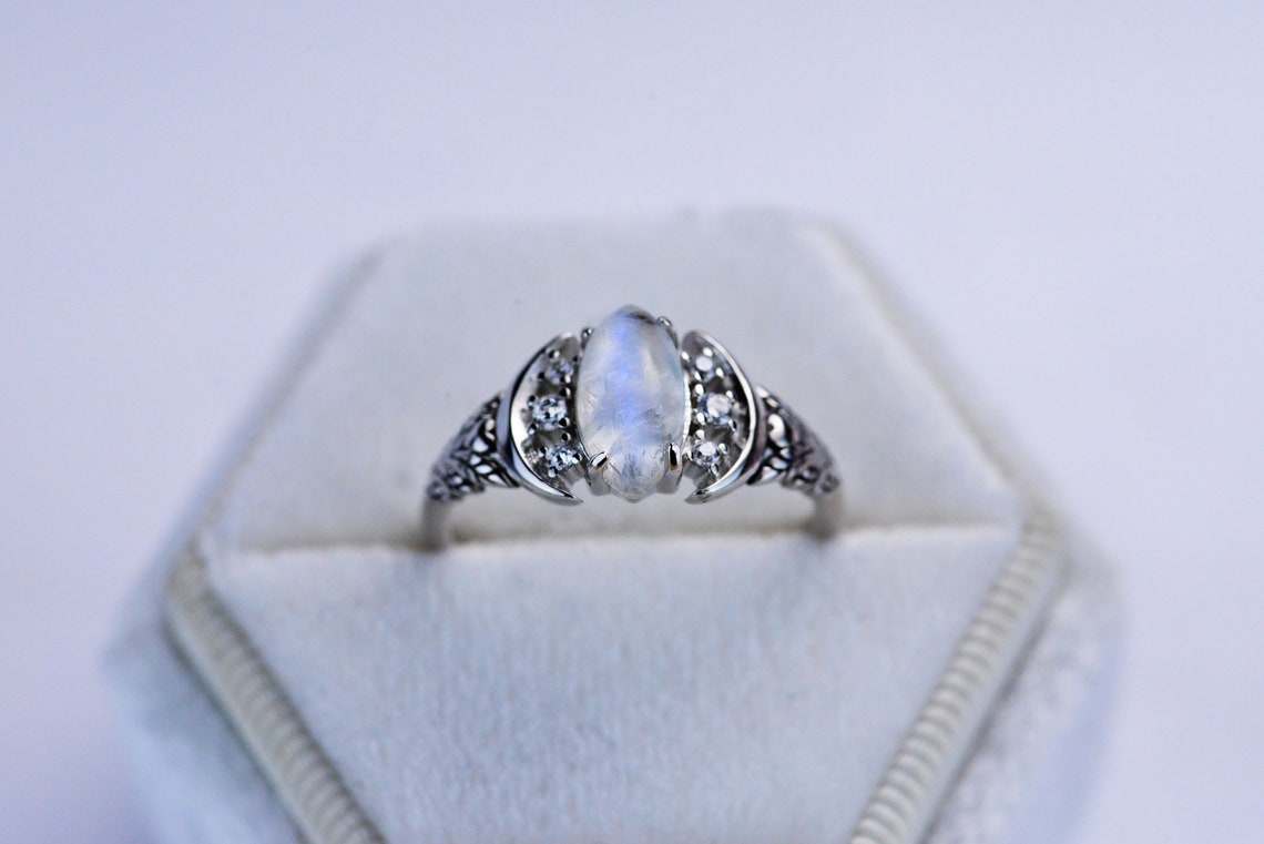 Moon Ring Moonstone Ring Moon Ring Faceted Moonstone Ring - Etsy