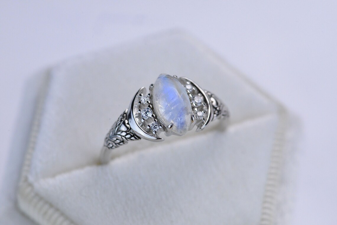 Moon Ring Moonstone Ring Moon Ring Faceted Moonstone Ring - Etsy