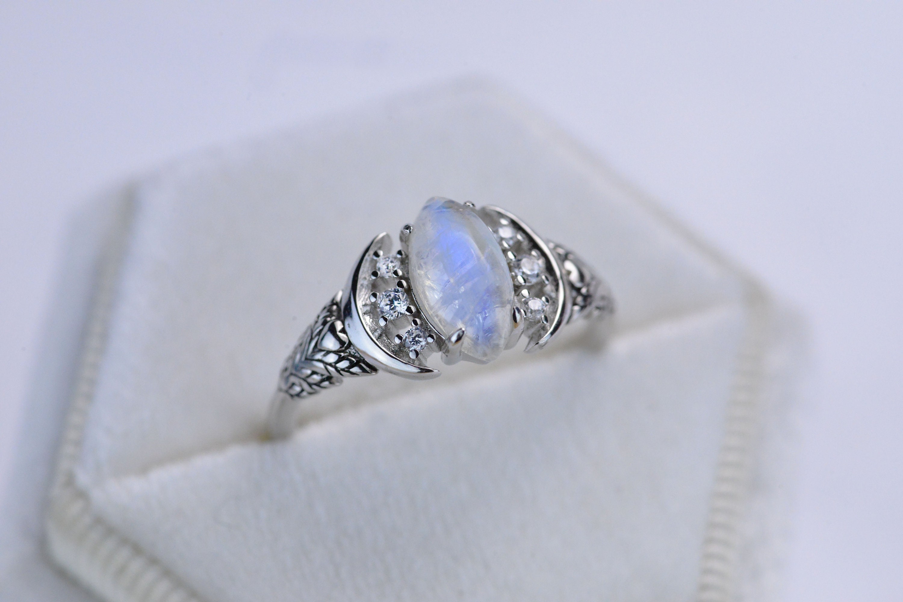 Moon Ring Moonstone Ring Moon Ring Faceted Moonstone Ring - Etsy