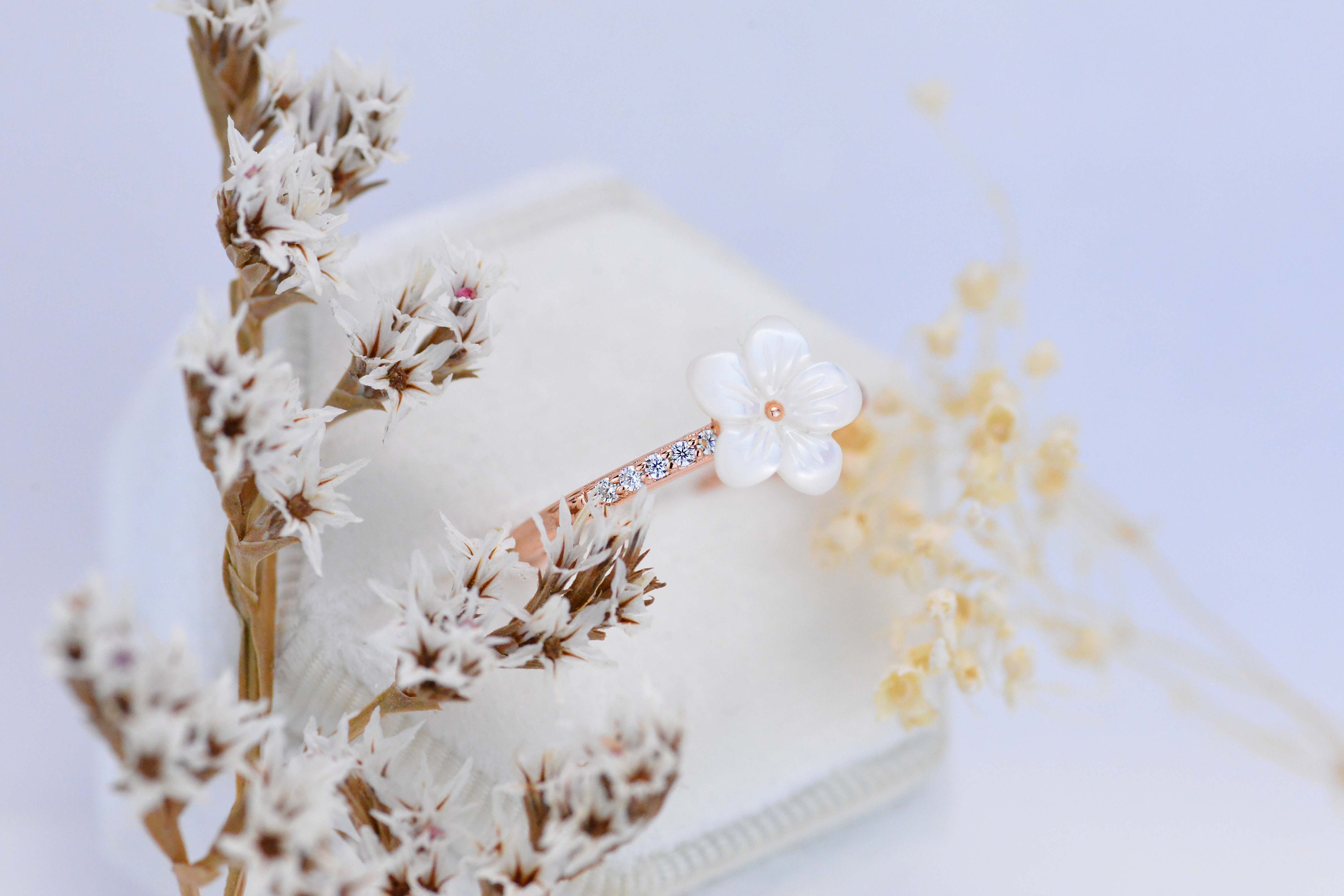 White Ceramic Flower Ring | Etsy