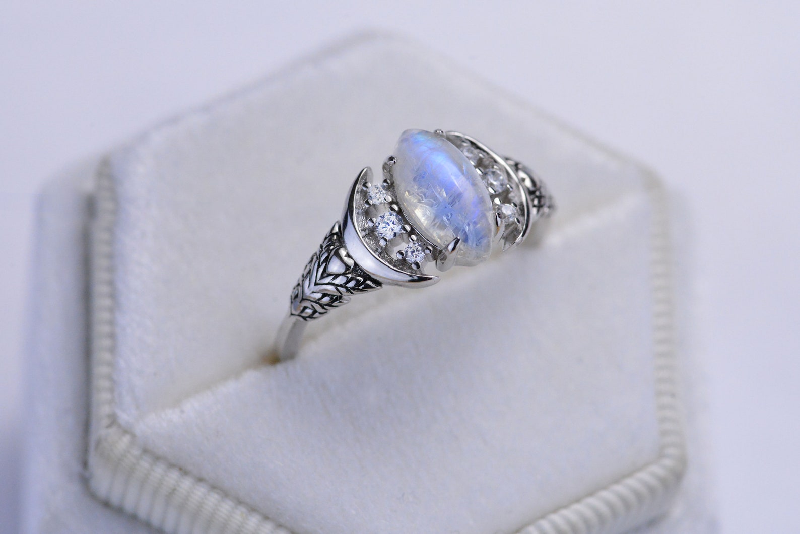 Moon Ring Moonstone Ring Moon Ring Faceted Moonstone Ring - Etsy