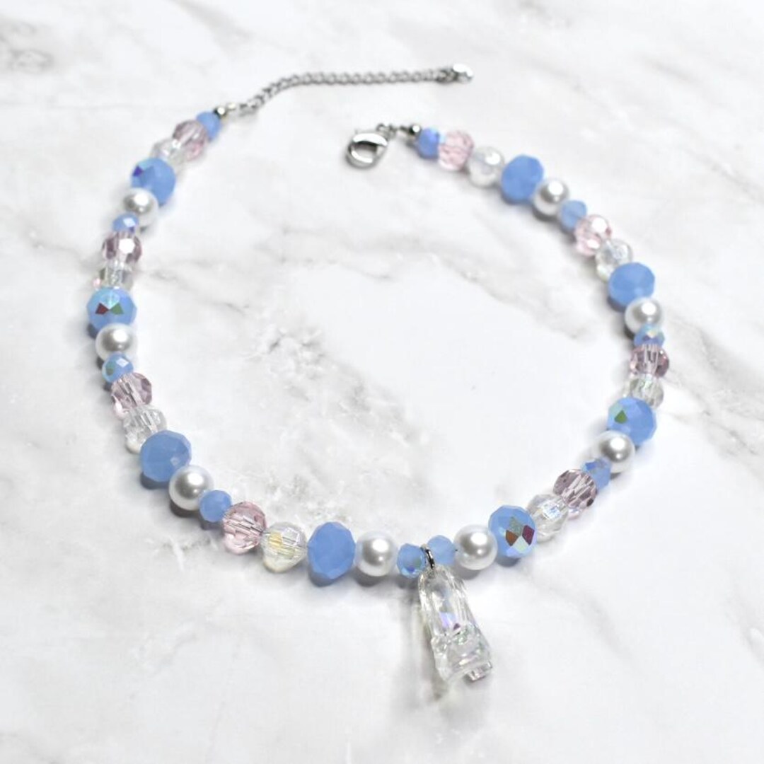 Blue and Pink Crystal Heart Charm Necklace – Dress up Jewelry - Etsy