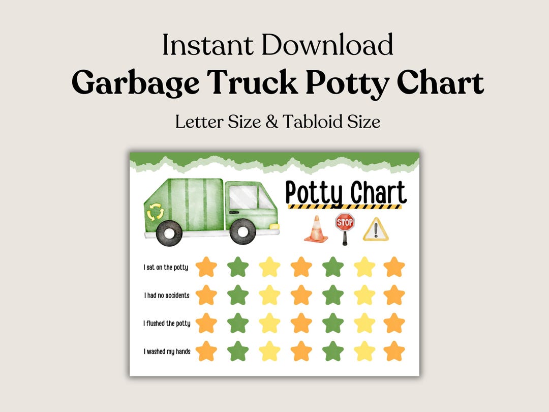 Garbage Truck Potty Chart, Printable Potty Chart, Printable Potty ...