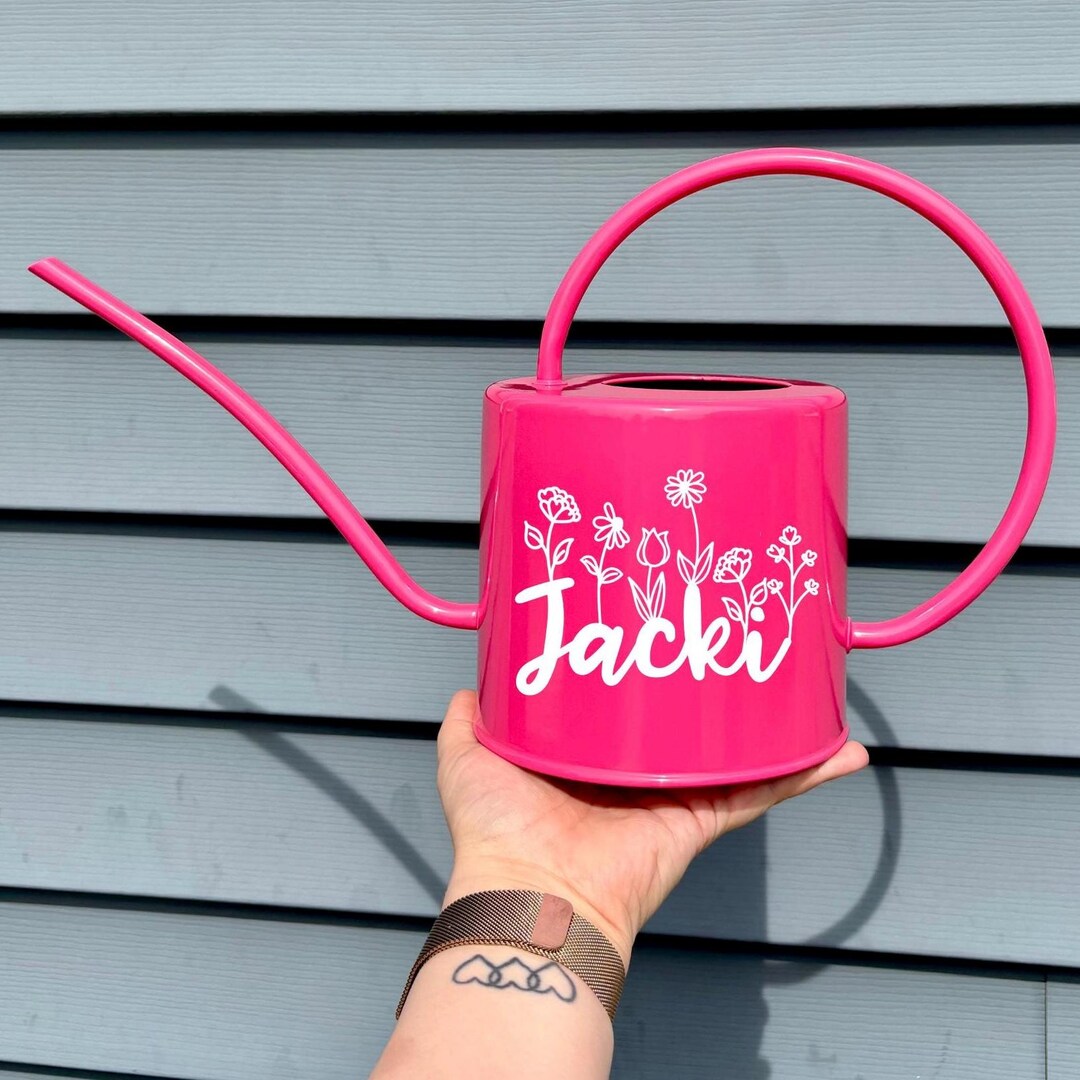 Watering Can Pink - Custom Watering Can With Name and Flowers ...
