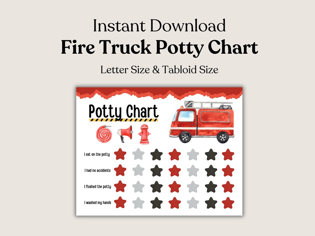 Fire Truck Potty Chart, Printable Potty Chart, Printable Potty Training ...