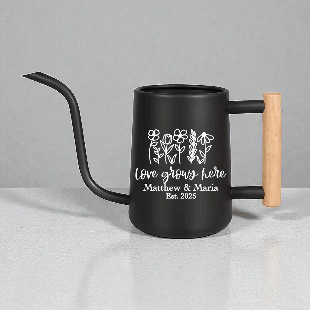 Personalized Watering Can: Stainless Steel With Wood Handle, Custom ...