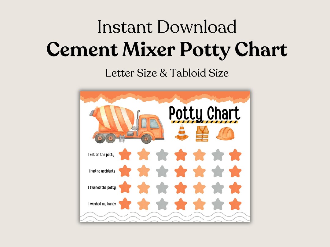 Cement Mixer Potty Chart, Printable Potty Chart, Printable Potty ...