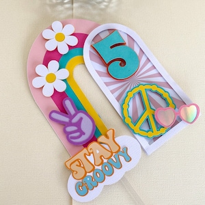 Groovy One Cake Topper, Two Groovy Cake Topper, Rainbow Groovy, One ...